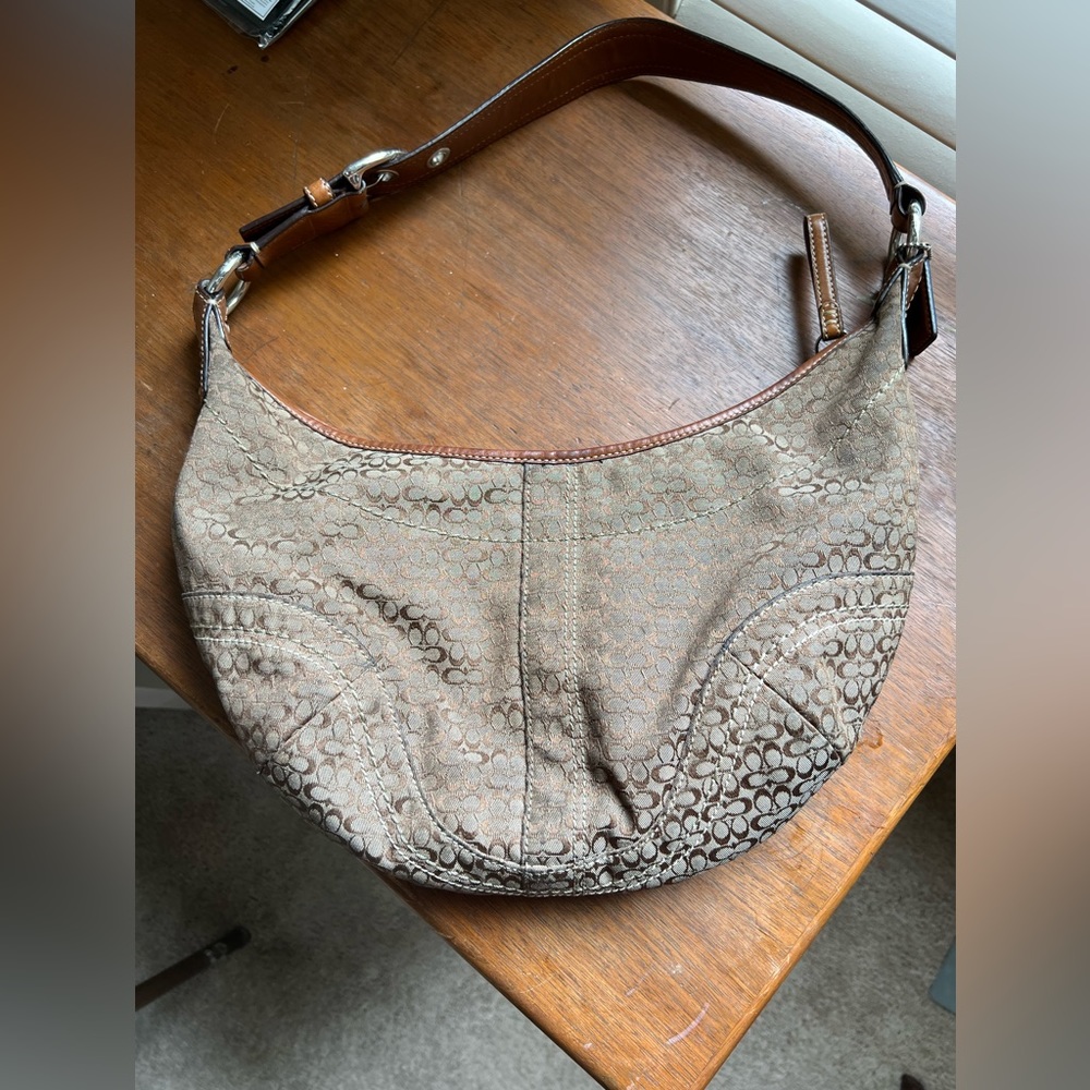 Coach Mini Soho Signature Hobo Shoulder Purse - Gem